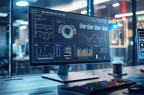 Premium Photo Computer Monitor Displaying Network Monitoring Dashboard