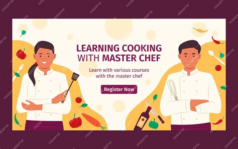 평면 디자인 요리사 경력 페이스 북 템플릿 무료 벡터