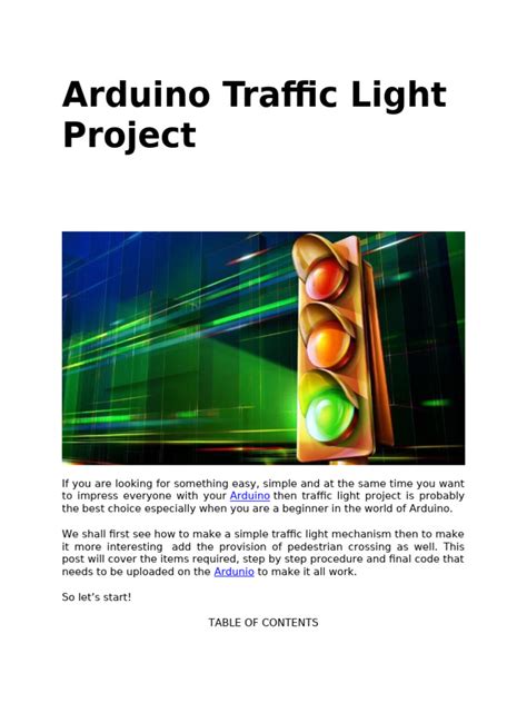 Arduino Traffic Light Project Pdf Arduino Traffic Light