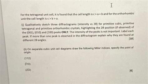 Solved 1 Primitive Cubic Tetragonal And Orthorhombic Unit