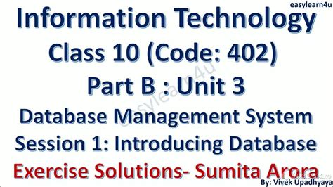 Class 10 Code 402 Database Session 1 Exercise Solution Fully