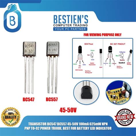 Transistor Bc547 Bc557 45 50v 100ma 625mw Npn Pnp To 92 Power Triode