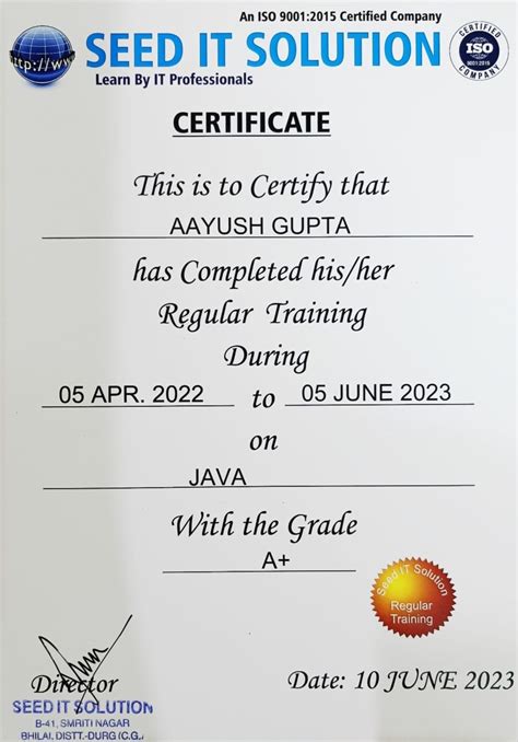 completed java course at seed it solution aayush gupta posted on the topic linkedin