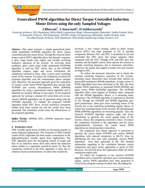Pdf Generalized Pwm Algorithm For Direct Torque Controlled Induction