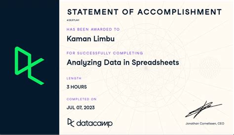 Kaman Limbu On Linkedin Datacamp Dataanalysis Spreadsheet Codefornepal