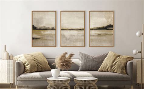 Kairne Neutral Abstrcat Landscape Framed Canvas Wall Art