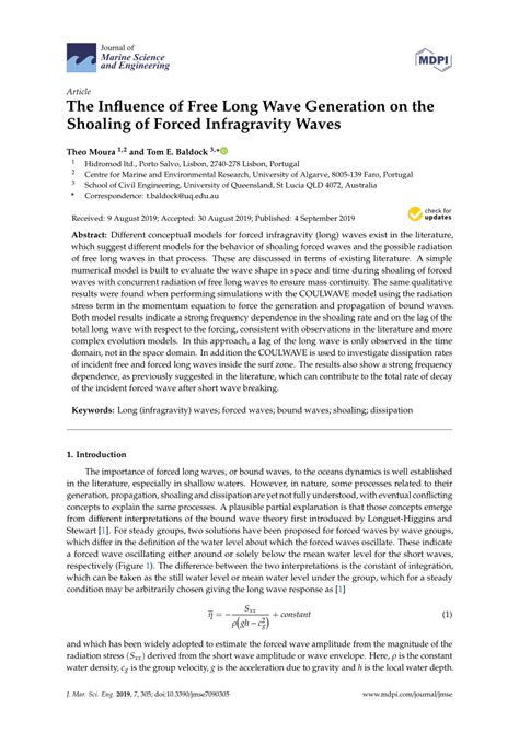 Pdf The Influence Of Free Long Wave Generation On The Shoaling Of Forced Infragravity Waves