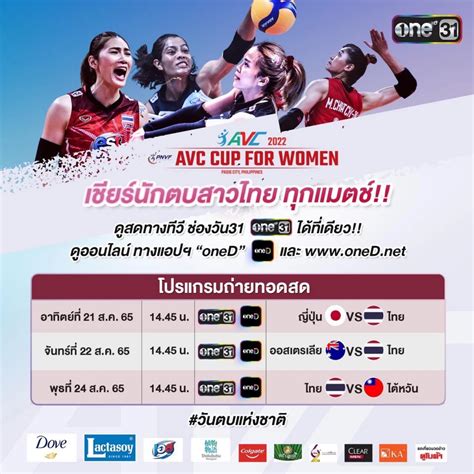 เชียร์วอลเลย์บอลหญิง ทีมชาติไทย Avc Cup 2022 รวมทุกช่องดูสดหน้าจอ แอปฯ ยูทูบ