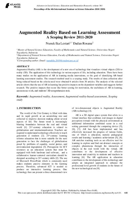 Pdf Augmented Reality Based On Learning Assessment