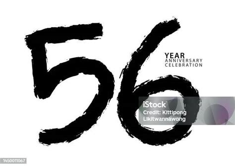 56 주년 기념 축 하 블랙 컬러 로고 타입 벡터 56 숫자 디자인 56 번째 생일 초대장 로고 번호 디자인 벡터 일러스트 블랙 브러시 스트로크 그림 2022년에 대한 스톡