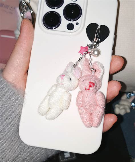 🎀당일출고🎀투바니 별 진주체인 토끼 인형 Y2k 폰줄 키링 책갈피 휴대폰 핸드폰 하트 부착 고리 걸이 스트랩 화이트 아이보리 핑크 비즈 영롱 미니 토깽이 Z플립 에어팟 버즈