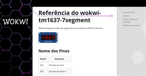 Referência Do Wokwi Tm1637 7segment Wokwi Docs