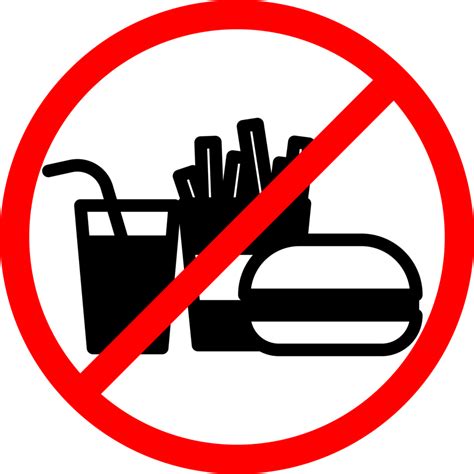 No Fast Food Sign No Junkfood Sign No Fast Food Sign Label Symbol No