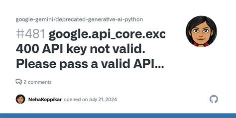 Google Api Core Exceptions InvalidArgument 400 API Key Not Valid