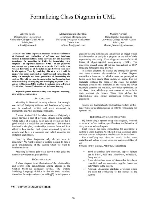 Pdf Formalizing Class Diagram In Uml