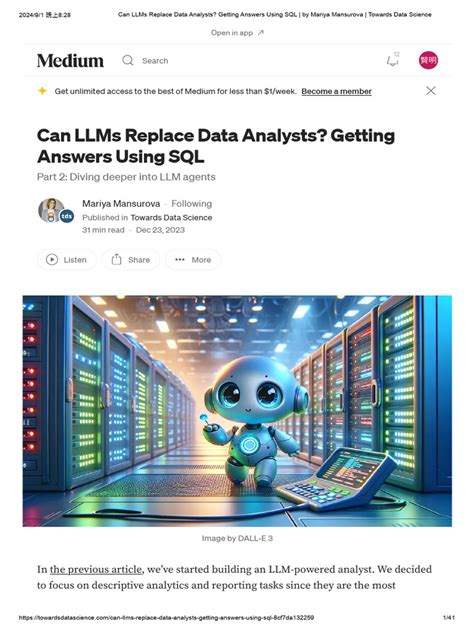 Can Llms Replace Data Analysts Getting Answers Using Sql By Mariya