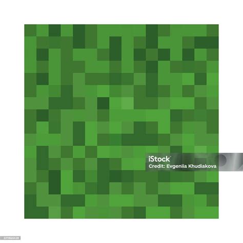 Pixel Art Grass Block Isolated On White Ground Texture Game Cube Vector
