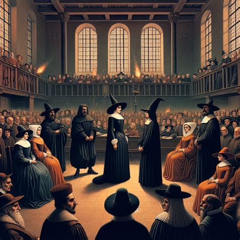 Historical Witches Trial Scene In Inquisition Courtroom Ai Art