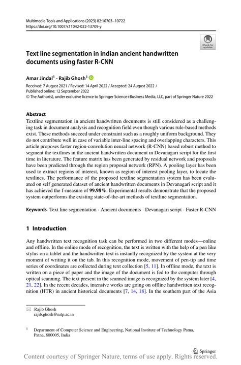 Text Line Segmentation In Indian Ancient Handwritten Documents Using Faster R Cnn Request Pdf