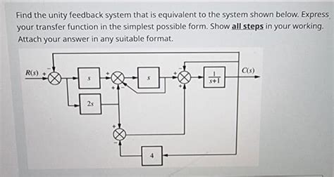 Solved Find The Unity Feedback System That Is Equivalent To Chegg Com