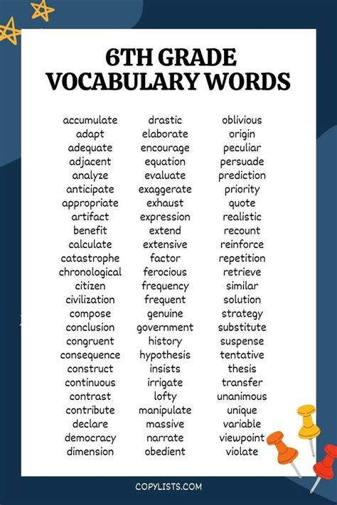 Th Grade Vocabulary Words List Pdf Excel