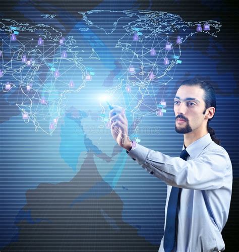 man in social networks concept stock image image of mobile chat