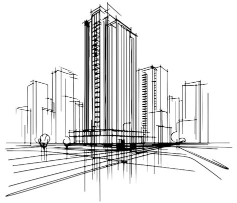 High Rise Building Sketch Line Art Premium Ai Generated Vector