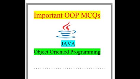 Important Mcqs Of Oop Object Oriented Programming Youtube