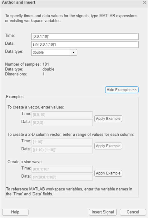 Create Signals With MATLAB Expressions And Variables