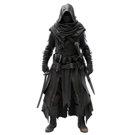 The Assassin Is Standing With His Hood Up And His Sword In His Hand On The Assassin Is Standing With His Hood Up And His Sword In His Hand On