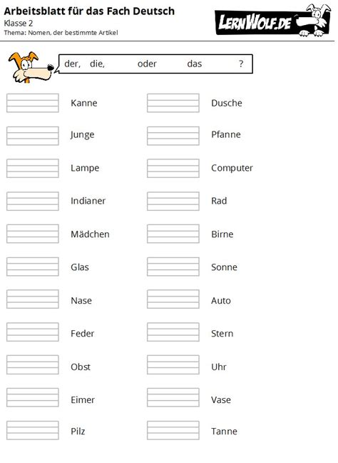 Übungen Deutsch Klasse 2 Kostenlos Zum Download Lernwolfde