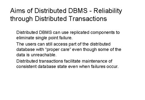 Basis For Distributed Database Technology Database System Technology