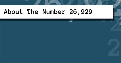 About The Number 26,929