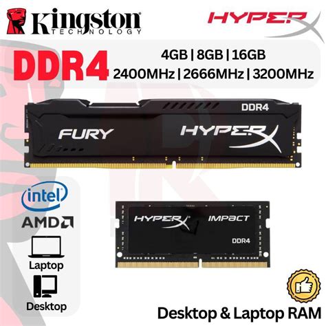 {stok Tersedia} Kingston Hyperx Fury Ddr4 Ram 4gb 8gb 16gb Desktop