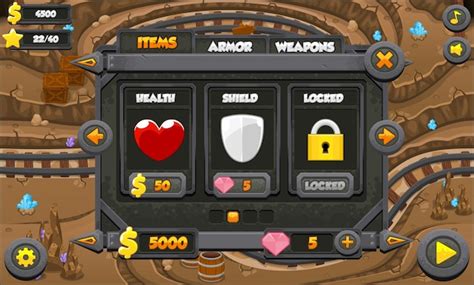 골드 마인 2d 비디오 게임 사용자 인터페이스 프리미엄 벡터