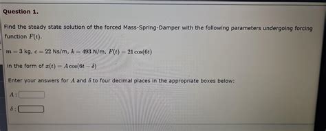 Solved Find The Steady State Solution Of The Forced