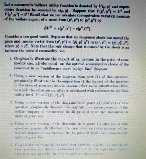 let a consumer s indirect utility function is denoted