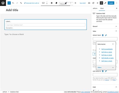 Macros In Date Time And Datetime Fields — Jetformbuilder Crocoblock