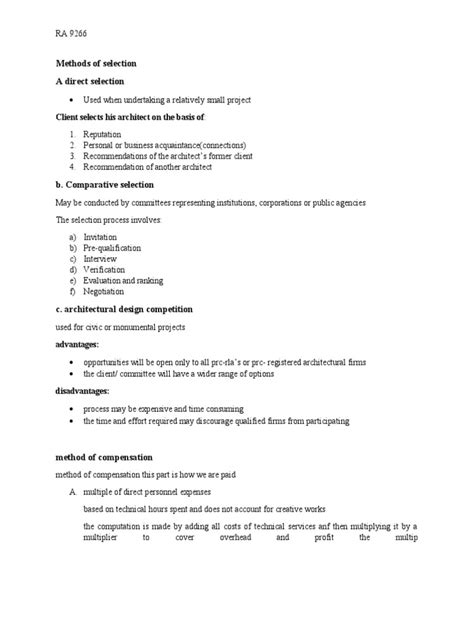 Methods Of Selection Pdf Architect Design
