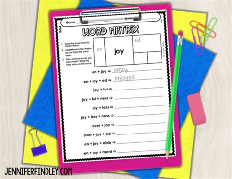 Using Word Matrix Activities To Increase Vocabulary Free Posters