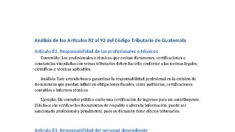 Análisis De Los Artículos 82 92 Del Código Tributario De Guatemala