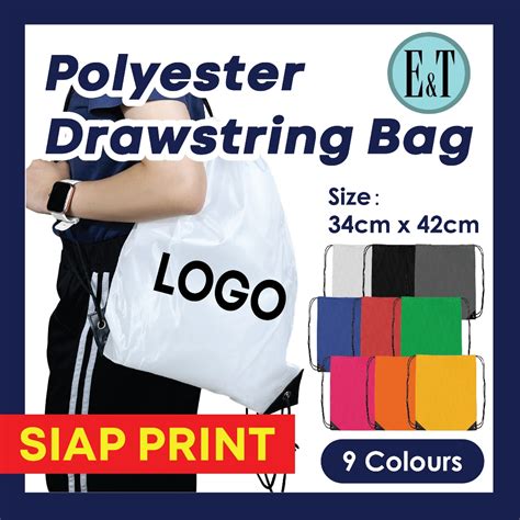 【siap Print】polyester Drawstring Bag Outdoor Storage Bag Nylon Travel Backpack Double Shoulder