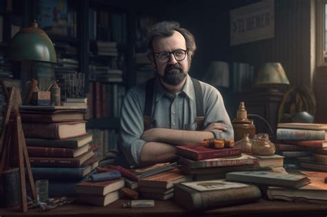 Premium Ai Image Teacher With Books Generative Ai