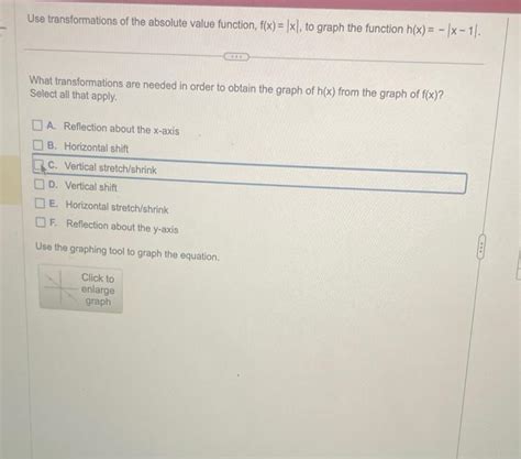 Solved Use Transformations Of The Absolute Value Function