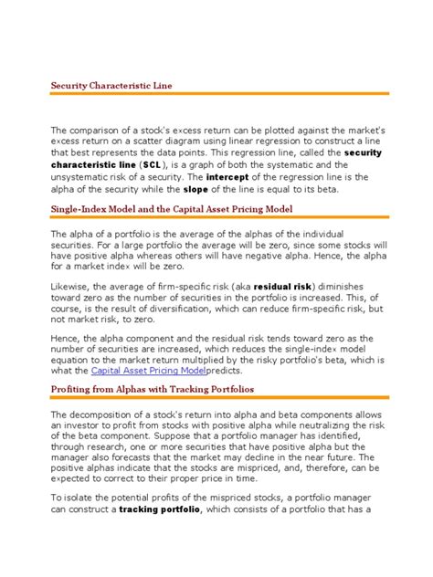 Security Characteristic Line Pdf Beta Finance Mathematical And Quantitative Methods