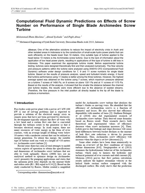 Computational Fluid Dynamic Predictions Pdf Turbine Propeller
