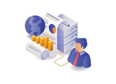 Premium Vector World Data Analysis Server Management