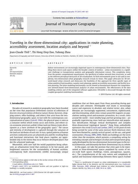 PDF Traveling In The Three Dimensional City Applications In Route Planning Accessibility