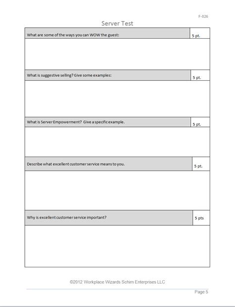 Restaurant Server Position Test Restaurant Consulting