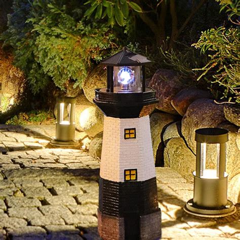 Yenergy Solar Powered Lighthouse Garden Light With Rotating
